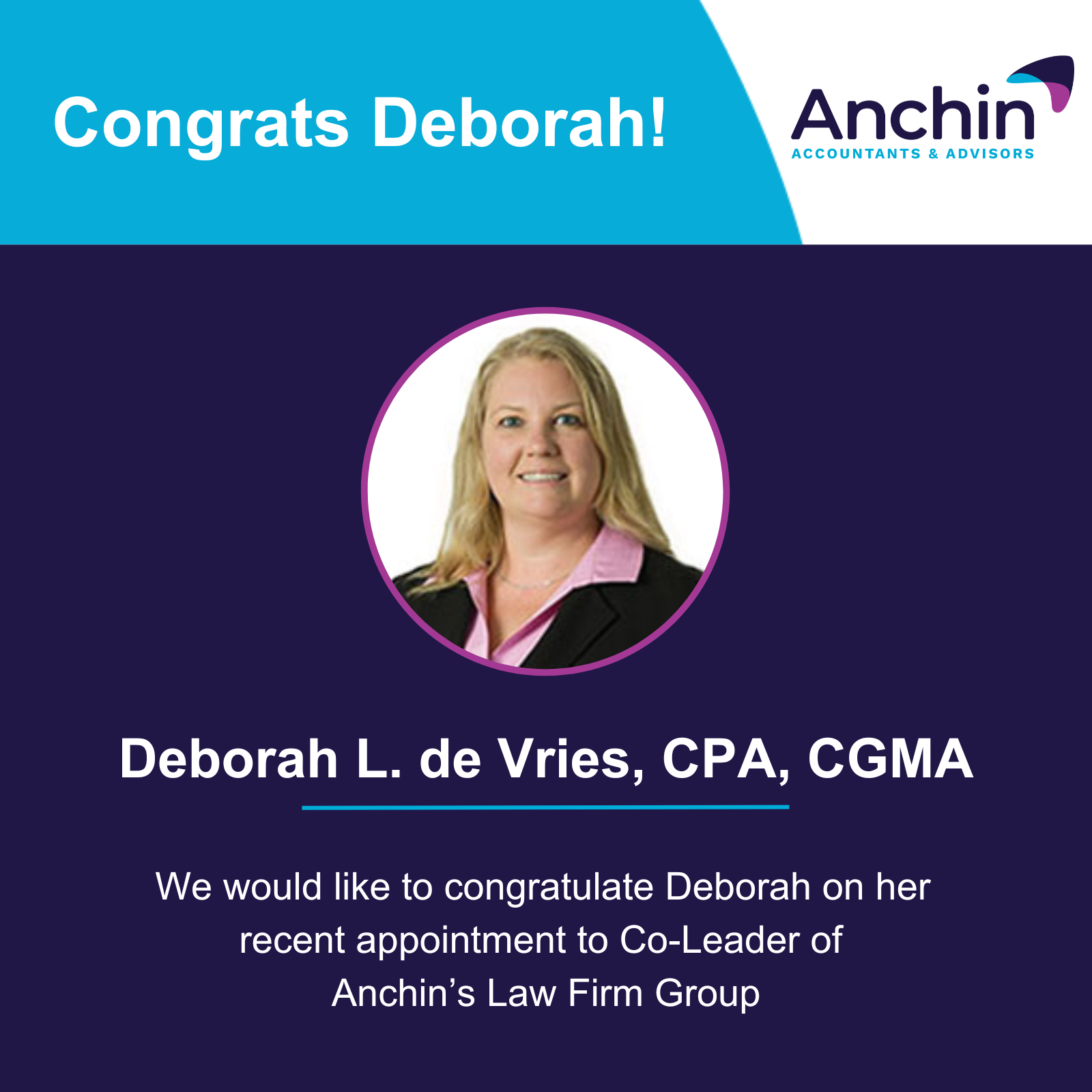 Deborah de Vries: New Co-Leader at Anchin Law Firm Group